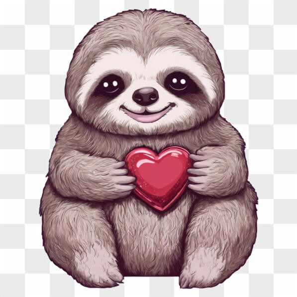 Download Cute Sloth Holding a Heart Cartoons Online - Creative Fabrica