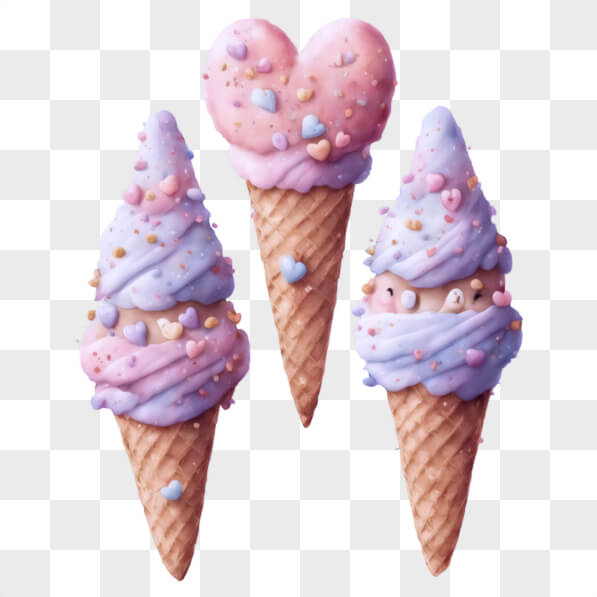 Download Whimsical Ice Cream Cones with Heart Toppings Cartoons Online ...