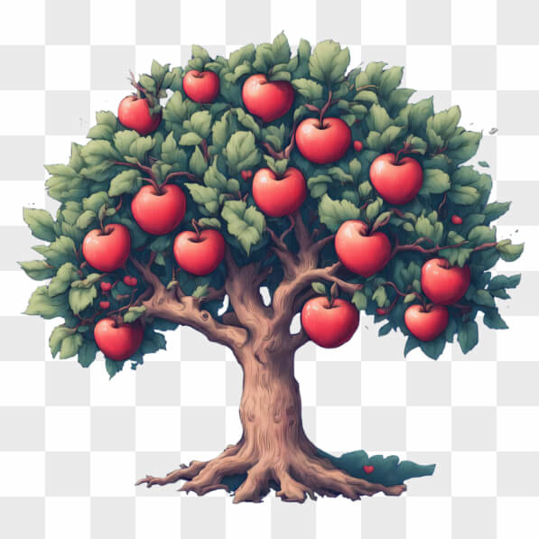 Download Apple Tree with Ripe Apples Cartoons Online - Creative Fabrica