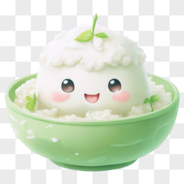 Download Kawaii Rice Character in a Bowl Kawaii Online - Creative Fabrica