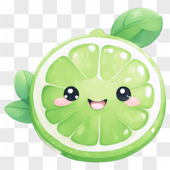 Download Kawaii Lime Character with Smile and Leaves Kawaii Online ...