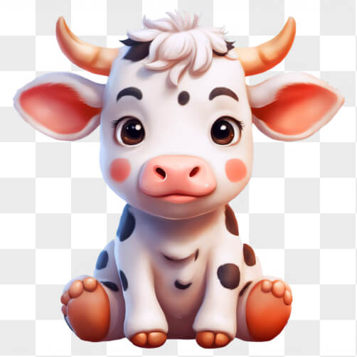 Download Kawaii Cow Character with Playful Expression Kawaii Online ...