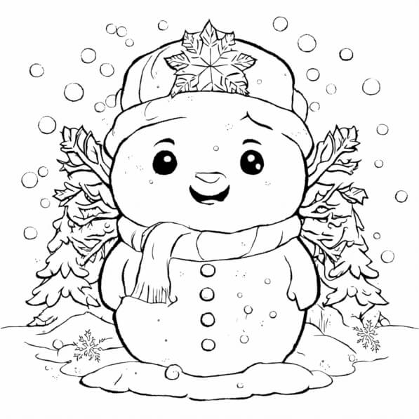 Download Cheerful Snowman in Winter Wonderland Coloring pages Online ...