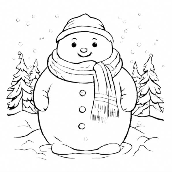 Download Cheerful Snowman in Winter Wonderland Coloring pages Online ...