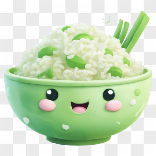 Download Kawaii Rice Bowl with Happy Face Kawaii Online - Creative Fabrica