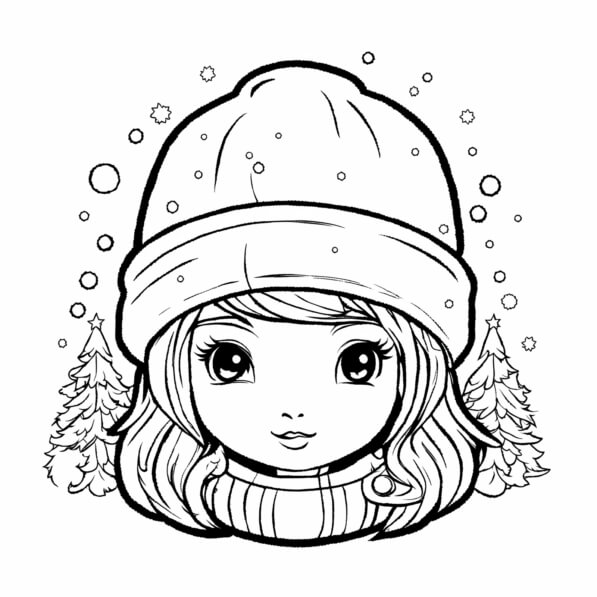 Download Winter Girl Coloring Page Coloring pages Online - Creative Fabrica