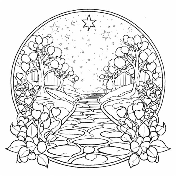 Download Serene Landscape Coloring Page Coloring pages Online ...