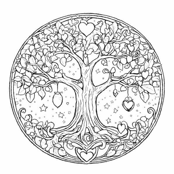 Download Intricate Heart Tree Coloring Page Coloring pages Online ...