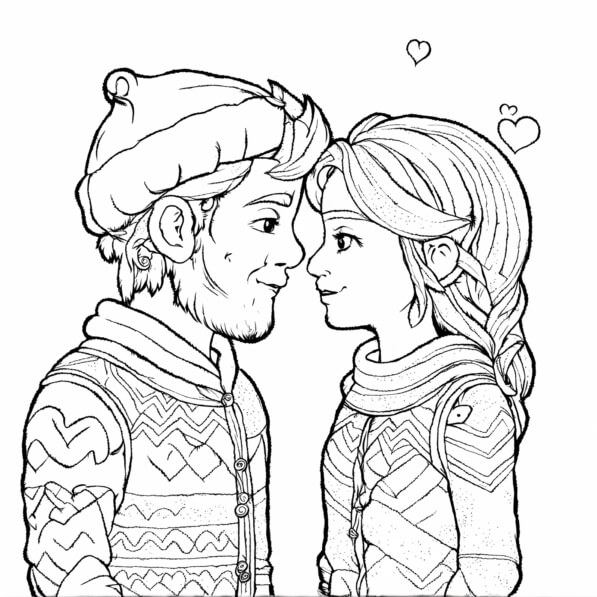 Download Romantic Couple Coloring Page Coloring pages Online - Creative ...