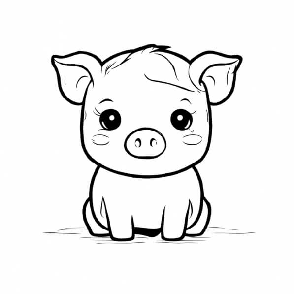 Descarga Linda cerdita de dibujo animado Páginas para colorear En Línea ...