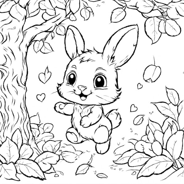 Download Playful Rabbit Illustration Coloring pages Online - Creative ...