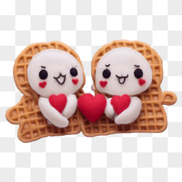 Download Cute Waffle Characters Holding Hearts Cartoons Online ...