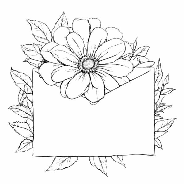 Download Artistic Envelope with Flower Design Coloring pages Online ...