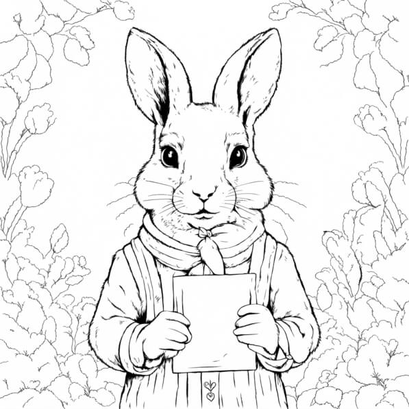 Download Anthropomorphic Rabbit Illustration Coloring pages Online ...