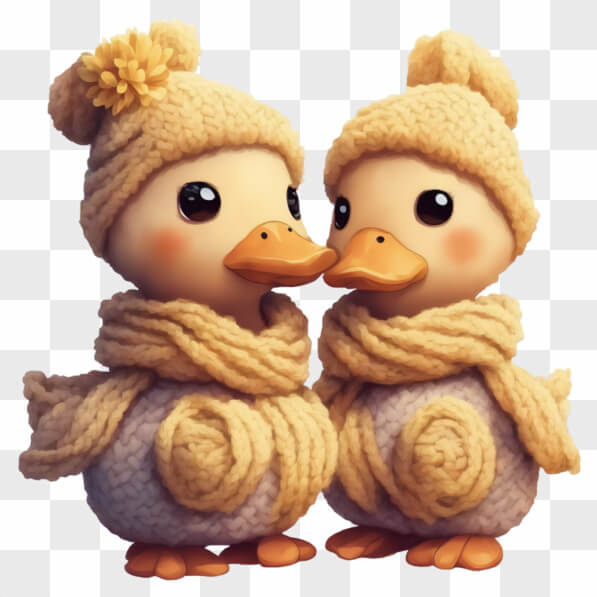 Baixe Dois patos de desenho animado fofos com chapéus e cachecóis de lã ...