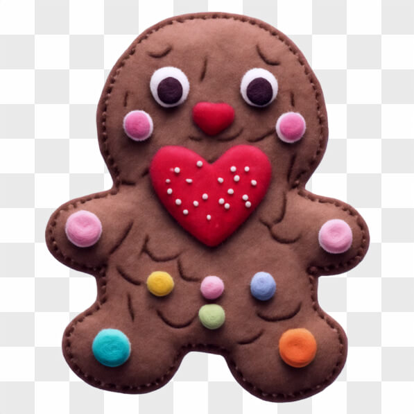Download Whimsical Felt Gingerbread Man with Heart Cartoons Online ...