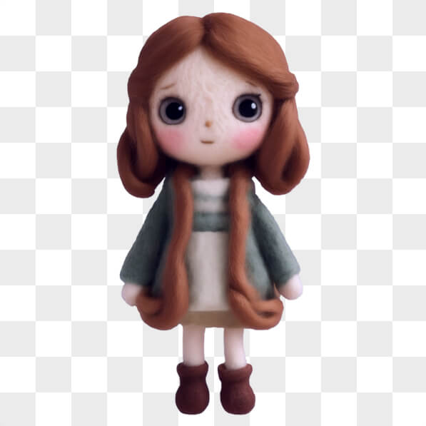Download Handmade Doll with Auburn Hair and Green Coat Cartoons Online ...