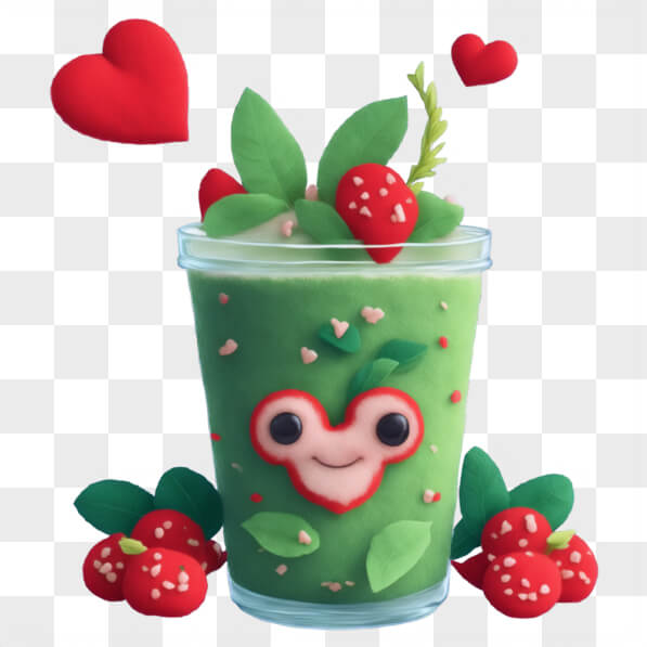 Download Whimsical Green Drink with Strawberries and Hearts Cartoons ...