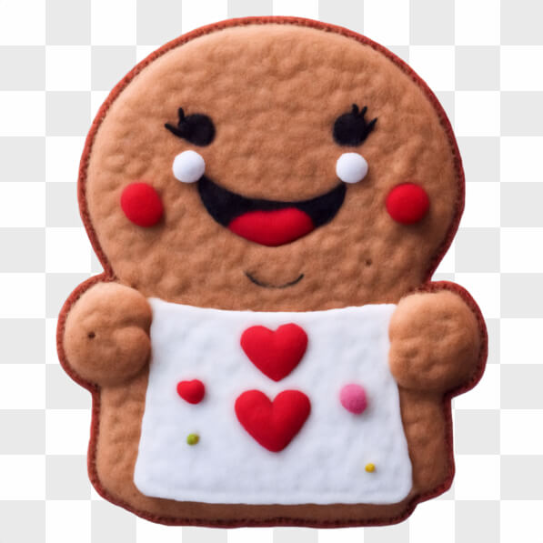 Download Cheerful Gingerbread Character with Heart Decorations Cartoons ...