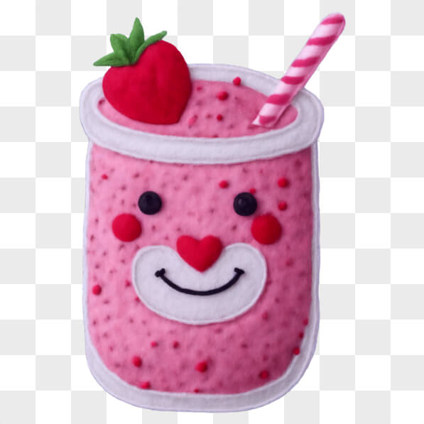 Download Cute Pink Smoothie Plush Toy Cartoons Online - Creative Fabrica