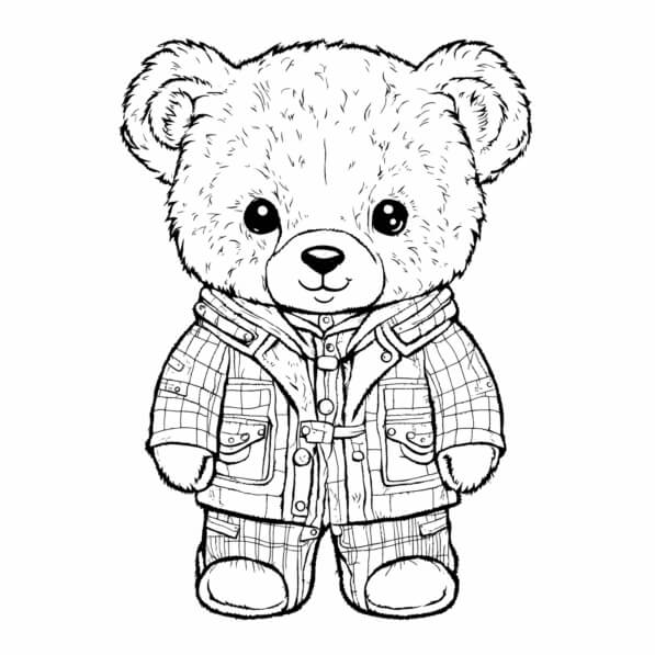 Download Cute Teddy Bear Character in Stylish Outfit Coloring pages ...