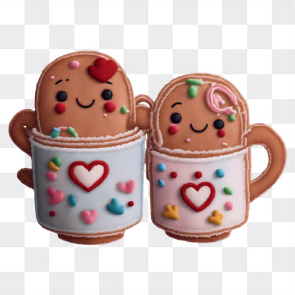 Download Cute Gingerbread Characters in Colorful Mugs Cartoons Online ...