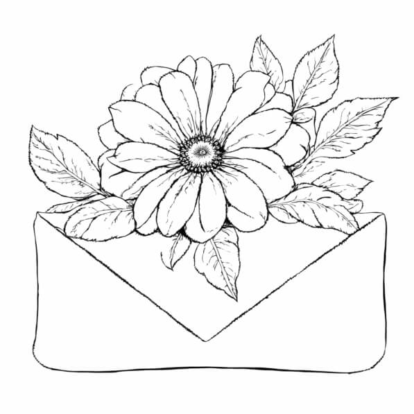 Download Envelope with Flower Illustration Coloring pages Online ...