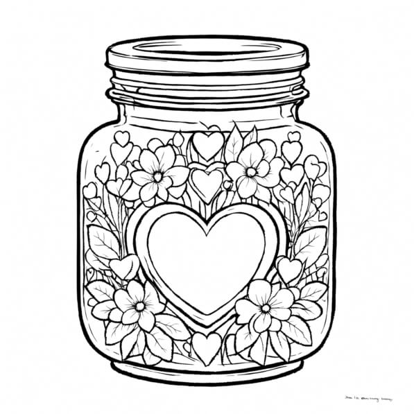 Download Decorative Heart Jar Illustration Coloring pages Online ...