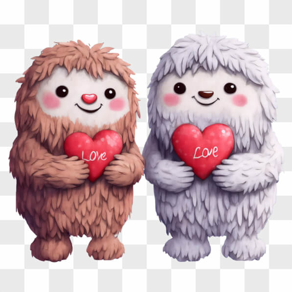 Download Cute Fluffy Creatures Holding Hearts Cartoons Online ...