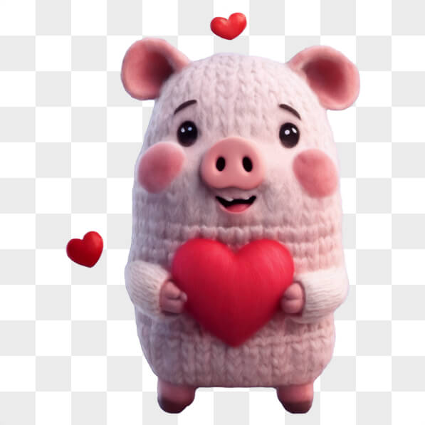 Descarga Cerdo de dibujos animados lindo sosteniendo un corazón ...