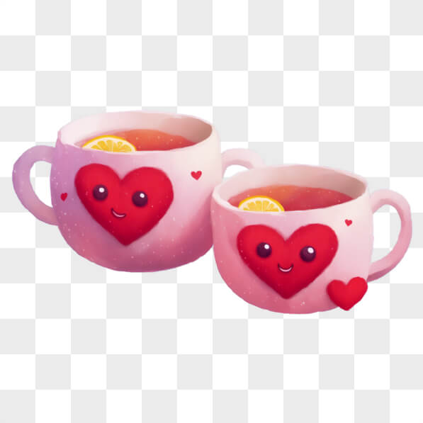 Download Cute Heart Cups with Pink Beverage Cartoons Online - Creative ...