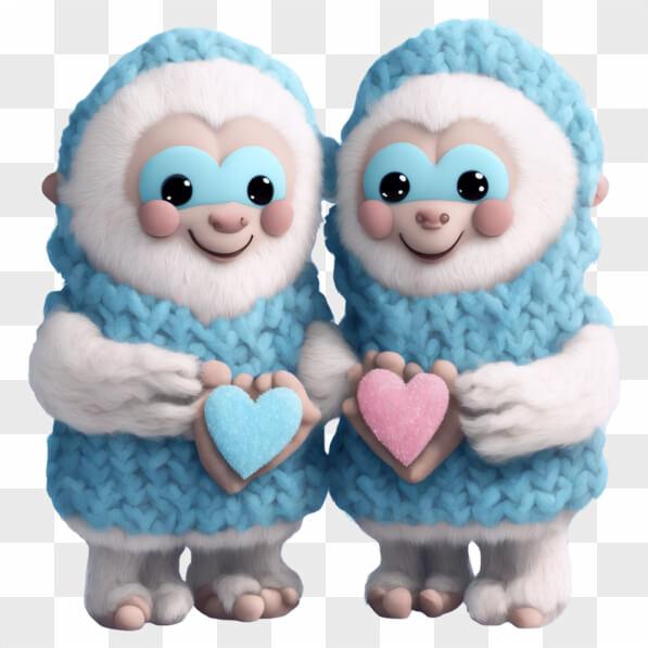Download Cute Cartoon Yetis Holding Hearts Cartoons Online - Creative ...