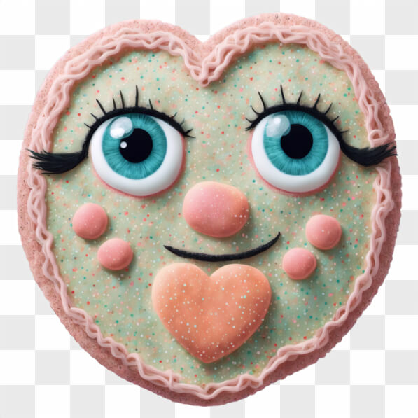 Download Whimsical Heart-Shaped Cookie with Eyes Cartoons Online ...