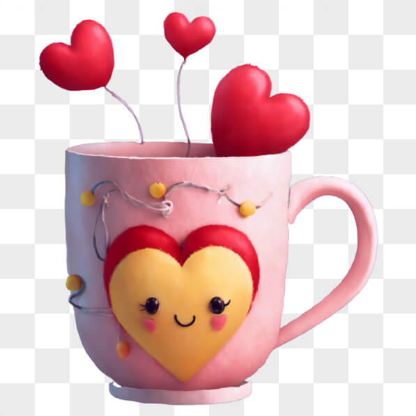 Download Playful Heart Mug with Balloons Cartoons Online - Creative Fabrica
