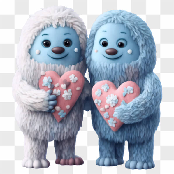 Baixe Yetis fofos segurando corações Cartoons - Creative Fabrica