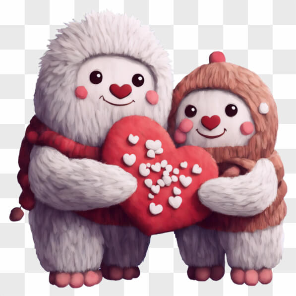 Download Cute Fluffy Characters Holding a Heart Cartoons Online ...