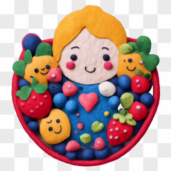 Download Colorful Felt Craft with Cheerful Character and Fruits ...