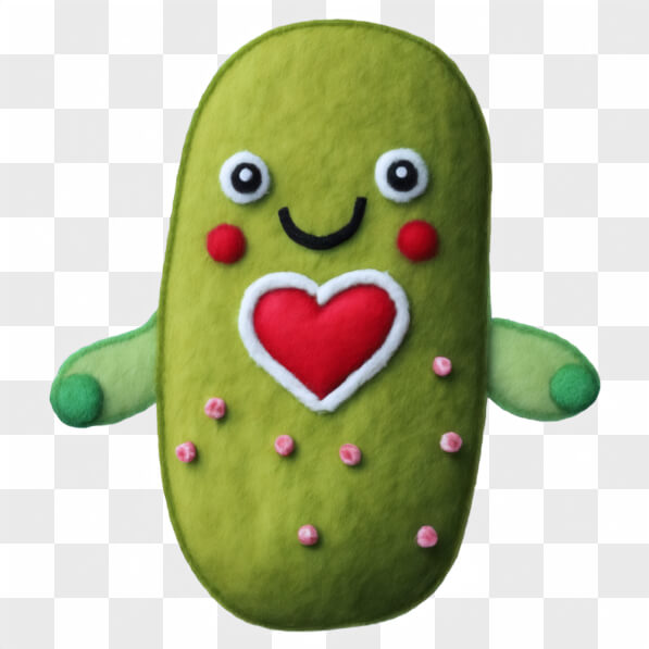 Download Cute Plush Green Pickle Character with Heart Cartoons Online ...
