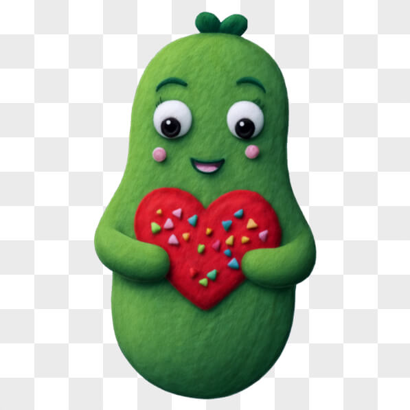 Baixe Personagem Verde Fofo Segurando um Coração Cartoons - Creative ...