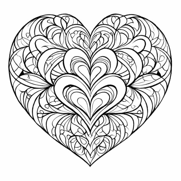 Download Intricate Black and White Heart Design Coloring pages Online ...