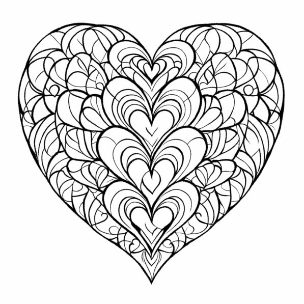 Download Intricate Heart Design Coloring pages Online - Creative Fabrica
