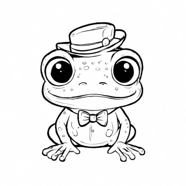 Download Dapper Frog in Top Hat and Bowtie Coloring pages Online ...