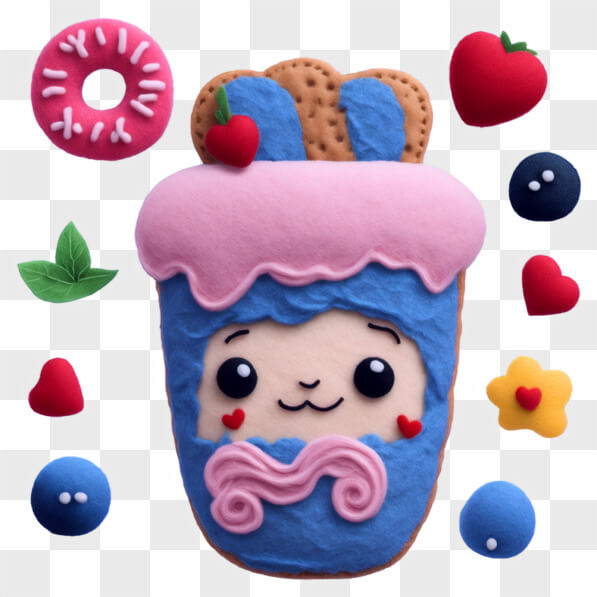 Download Cute Felt Dessert Character with Surrounding Shapes Cartoons ...