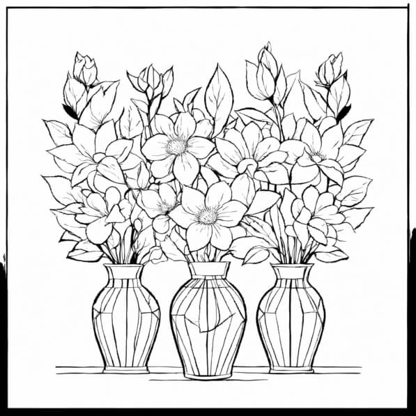 Download Intricate Flower Vases Line Drawing Coloring pages Online ...