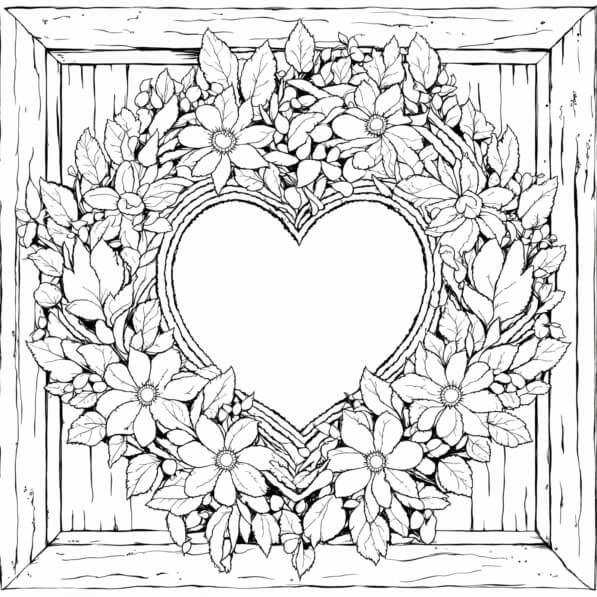 Download Floral Heart Frame Coloring pages Online - Creative Fabrica