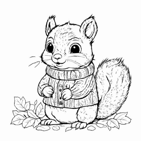 Download Cartoon Squirrel in Sweater Coloring pages Online - Creative ...