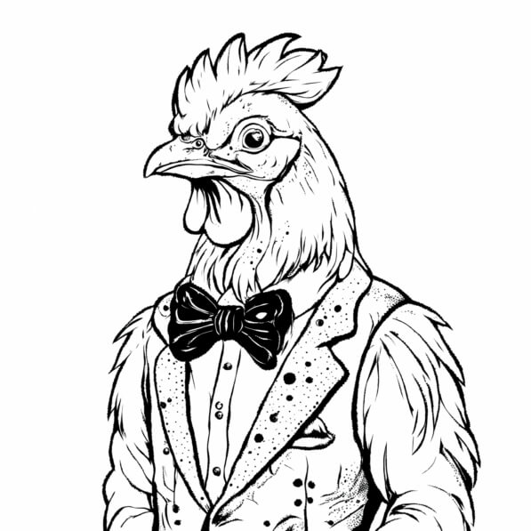 Download Dapper Chicken in Formal Attire Coloring pages Online ...