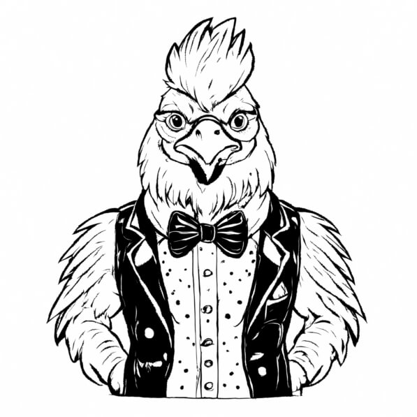 Download Dapper Bird Character in Tuxedo Coloring pages Online ...