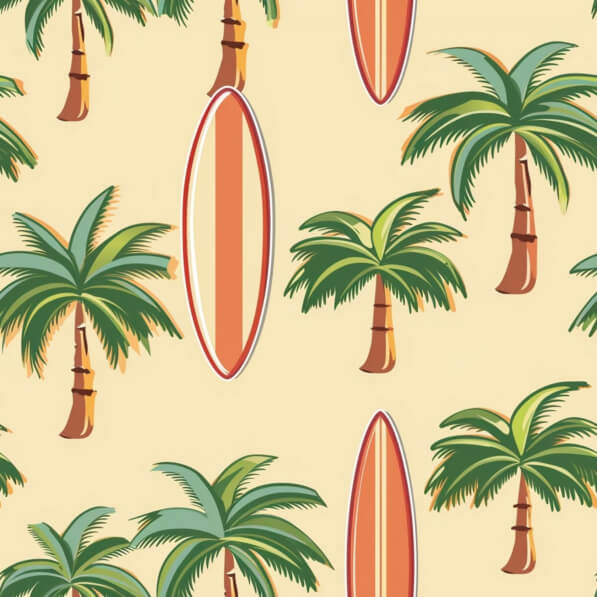 Descarga Patrón de playa tropical con palmeras y tablas de surf ...