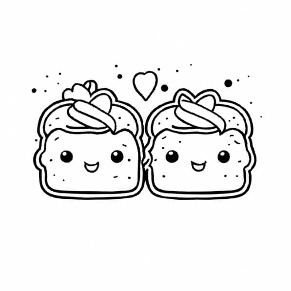 Download Cute Cartoon Desserts with Smiley Faces Coloring pages Online ...